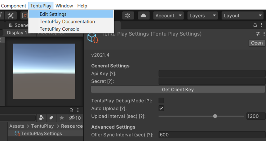 Set up Unity - TentuPlay SDK Docs